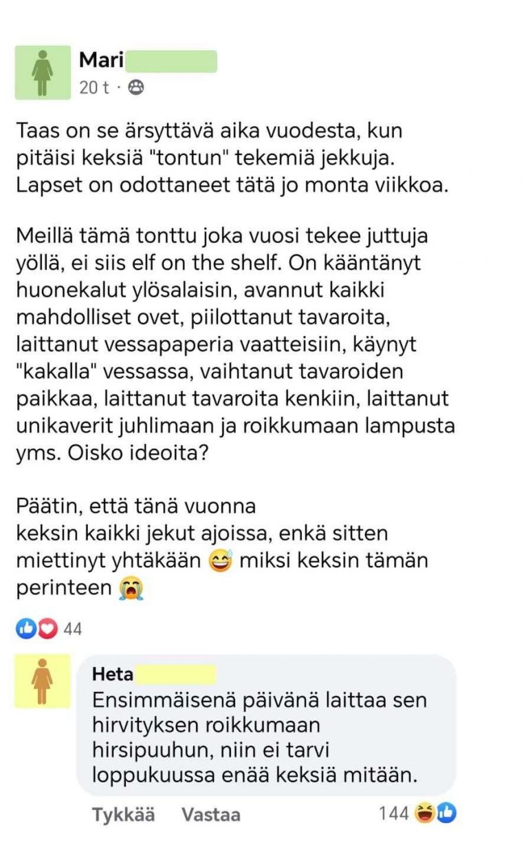 Feissarimokat: Kepposteleva tonttu raaistaa, mutta joku osaa auttaa